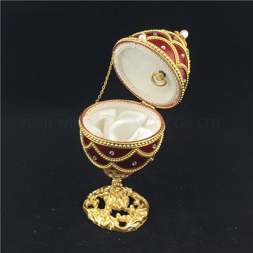 Real hand decorated carved goose egg music box